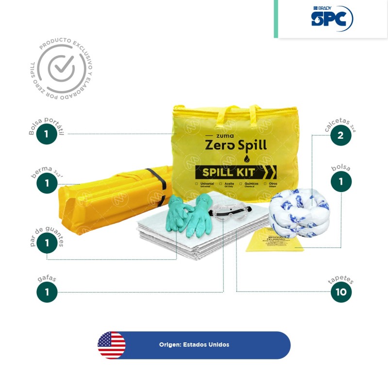 Combo Kit antiderrames portátil para aceite y derivados del petróleo ...